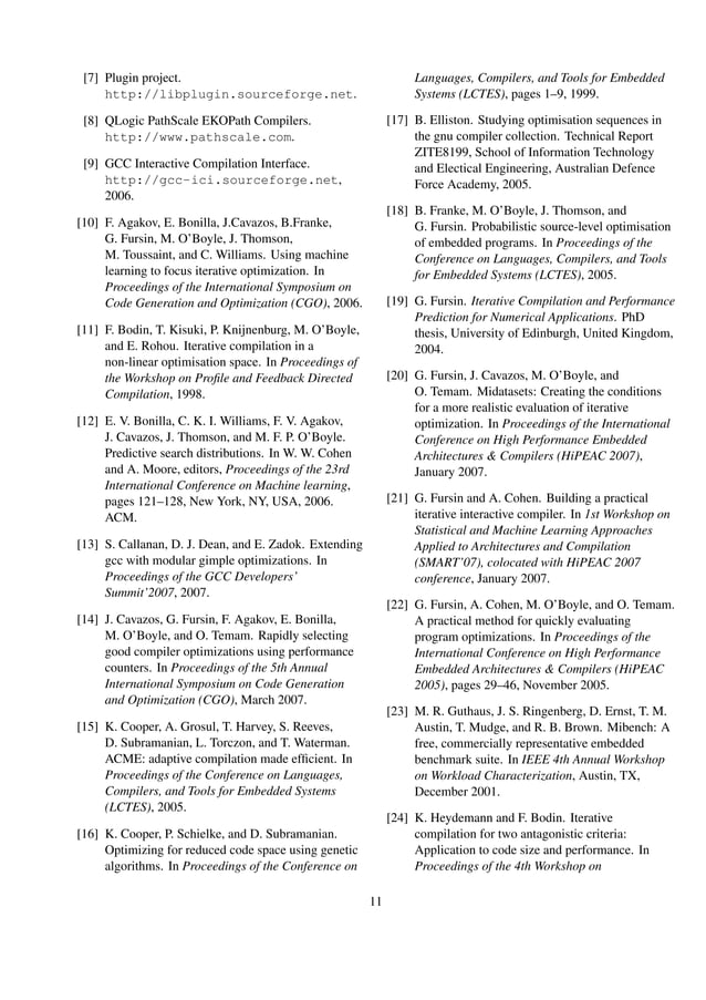 MILEPOST GCC: machine learning based research compiler | PDF