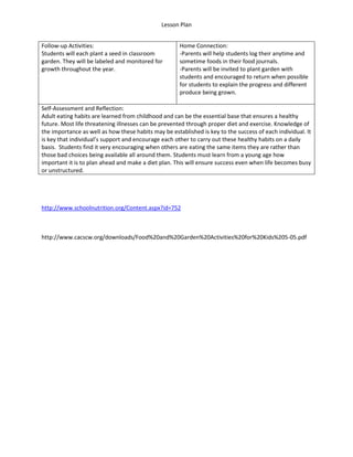 Milestone 3 food and nurtition lesson plan | PDF