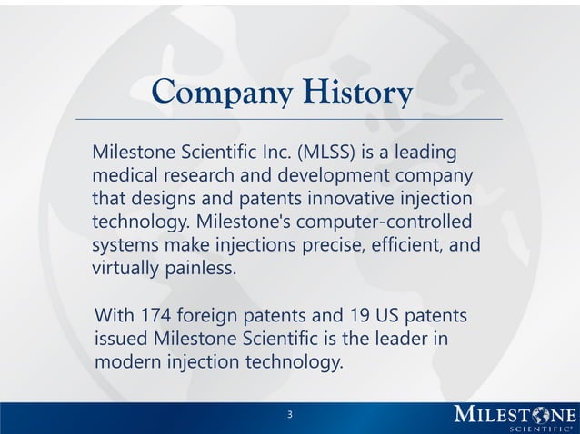 Milestone Scientific Inc. Investor Presentation | PPT
