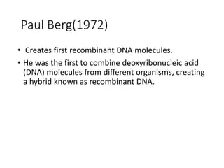 Milestones in genetics and molecular biology | PPTX