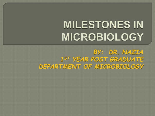 Milestones in microbiology | PPTX | Chemistry | Science
