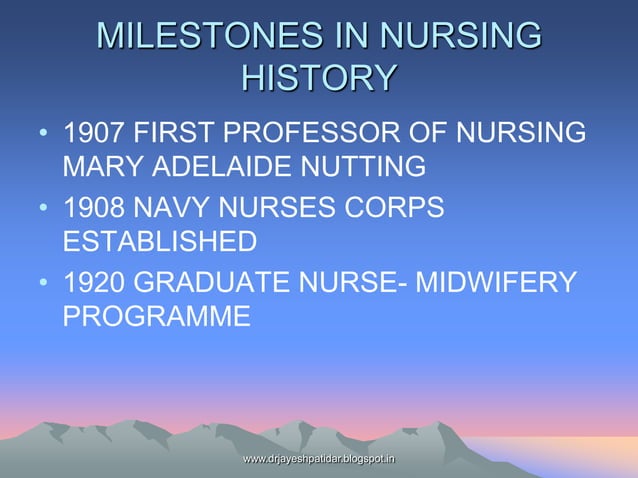 Milestones in nursing history | PPSX