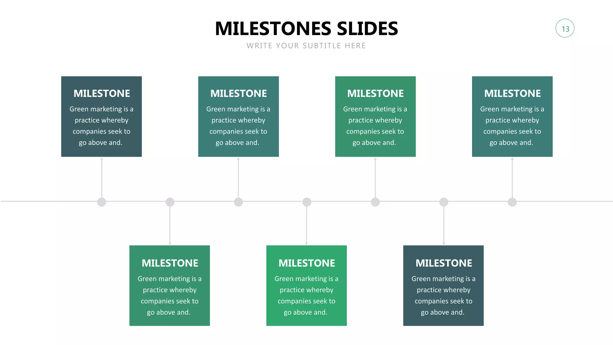 Milestones Slides Powerpoint Template.pptx | Green Solutions | Business