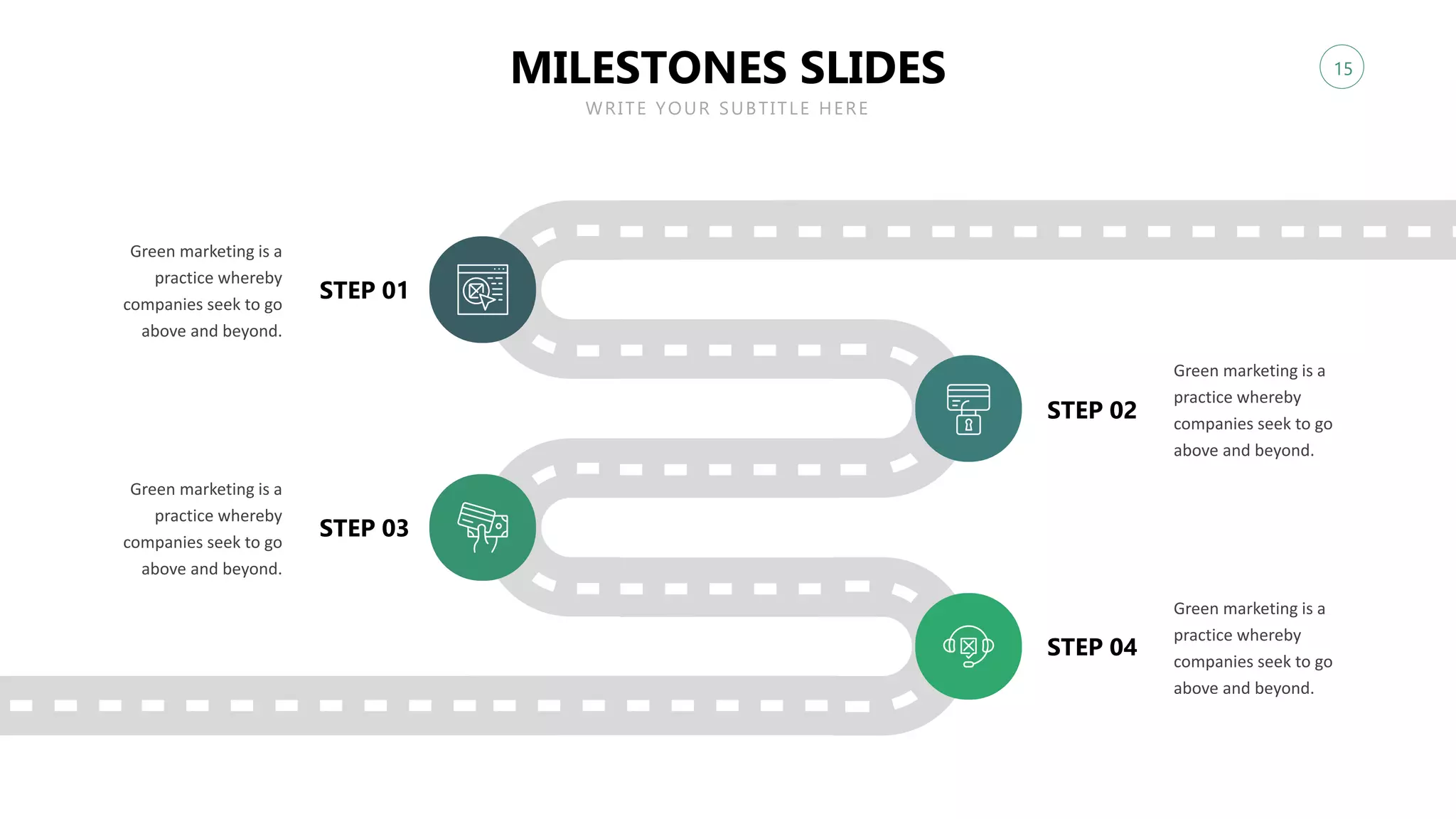 Milestones Slides Powerpoint Template.pptx | Green Solutions | Business