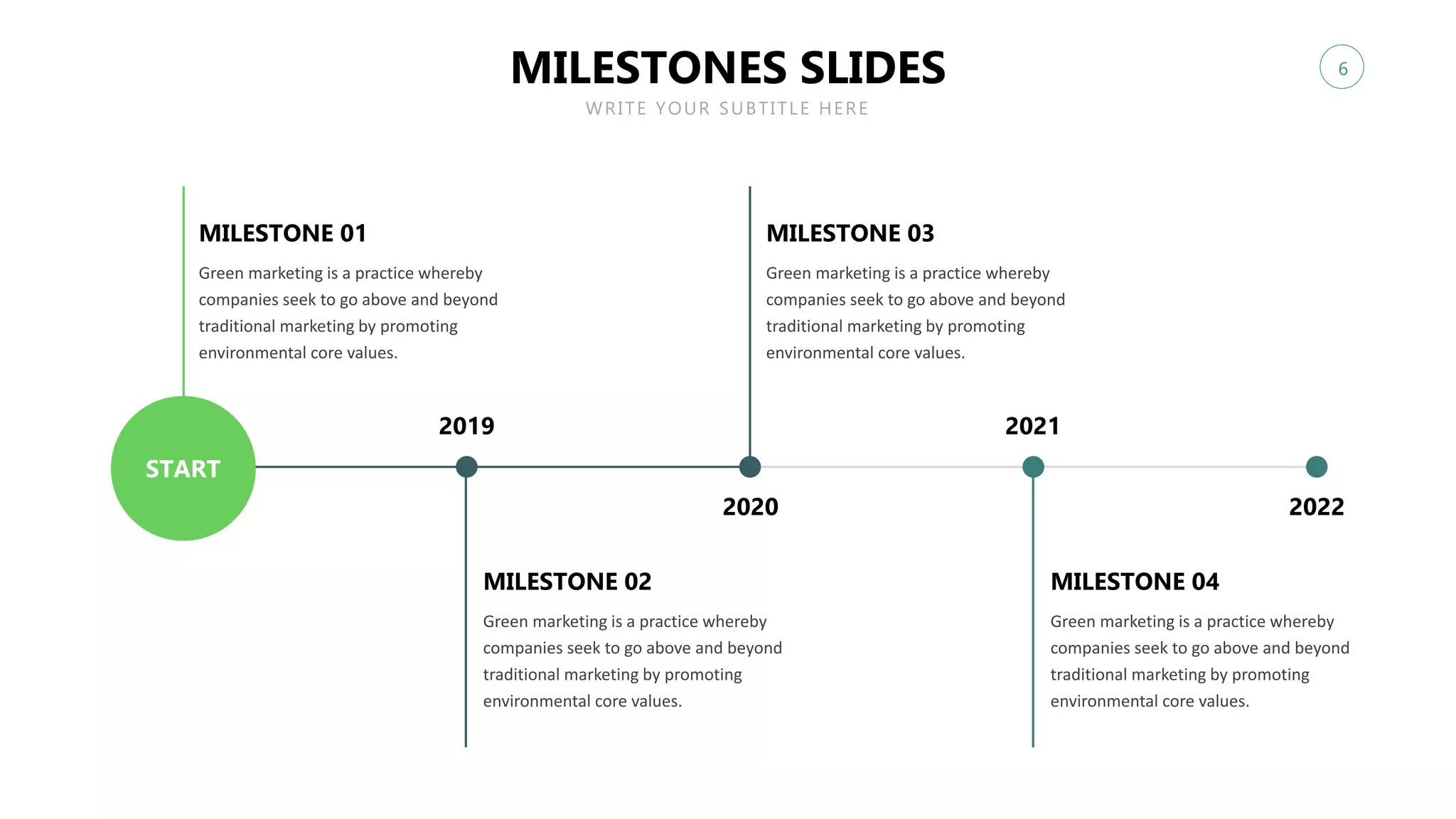Milestones Slides Powerpoint Template.pptx | Green Solutions | Business