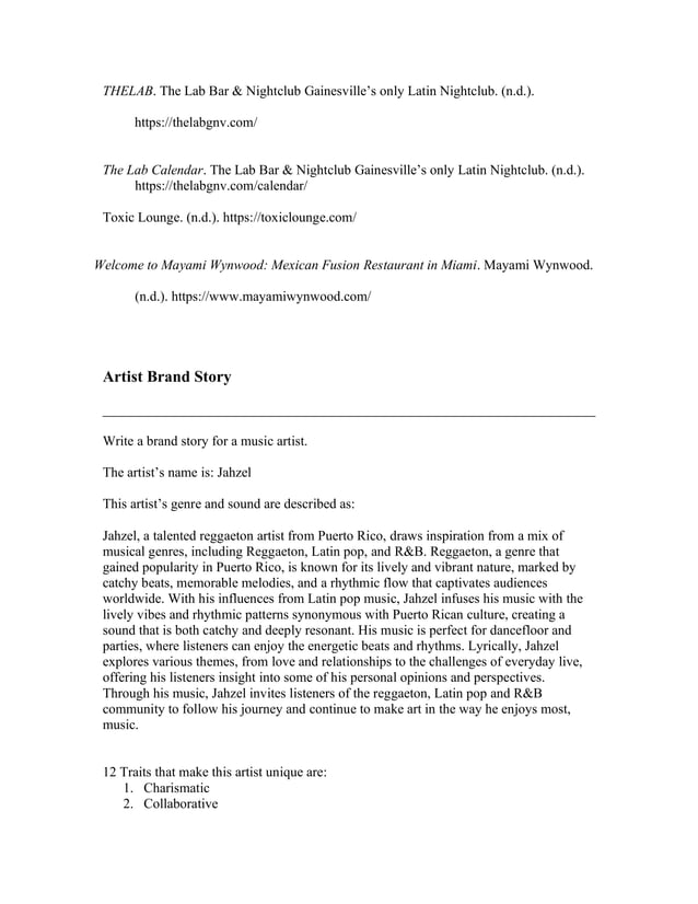 Brand Analysis for reggaeton artist Jahzel. | PDF