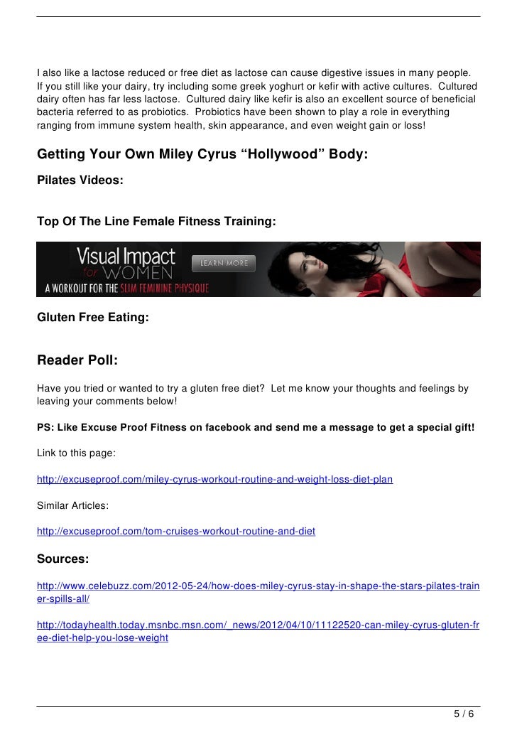 Miley Cyrus’ Workout Routine and Weight Loss Diet Plan