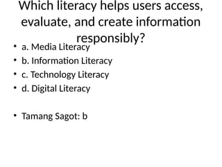 Media and Information literacy powepoint presentation | PPTX