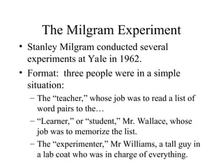 Milgram ppt obedience experiment yale University | PPT