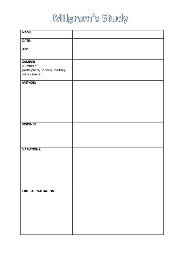 Milgram's study | DOCX