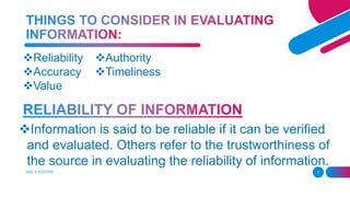 Media Information Literacy | PPT
