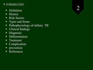 Miliary tuberculosis | PPTX