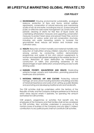 mi life style marketing global pvt limited | PDF