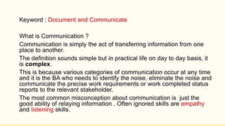 Business analyst and communication plan | PPT