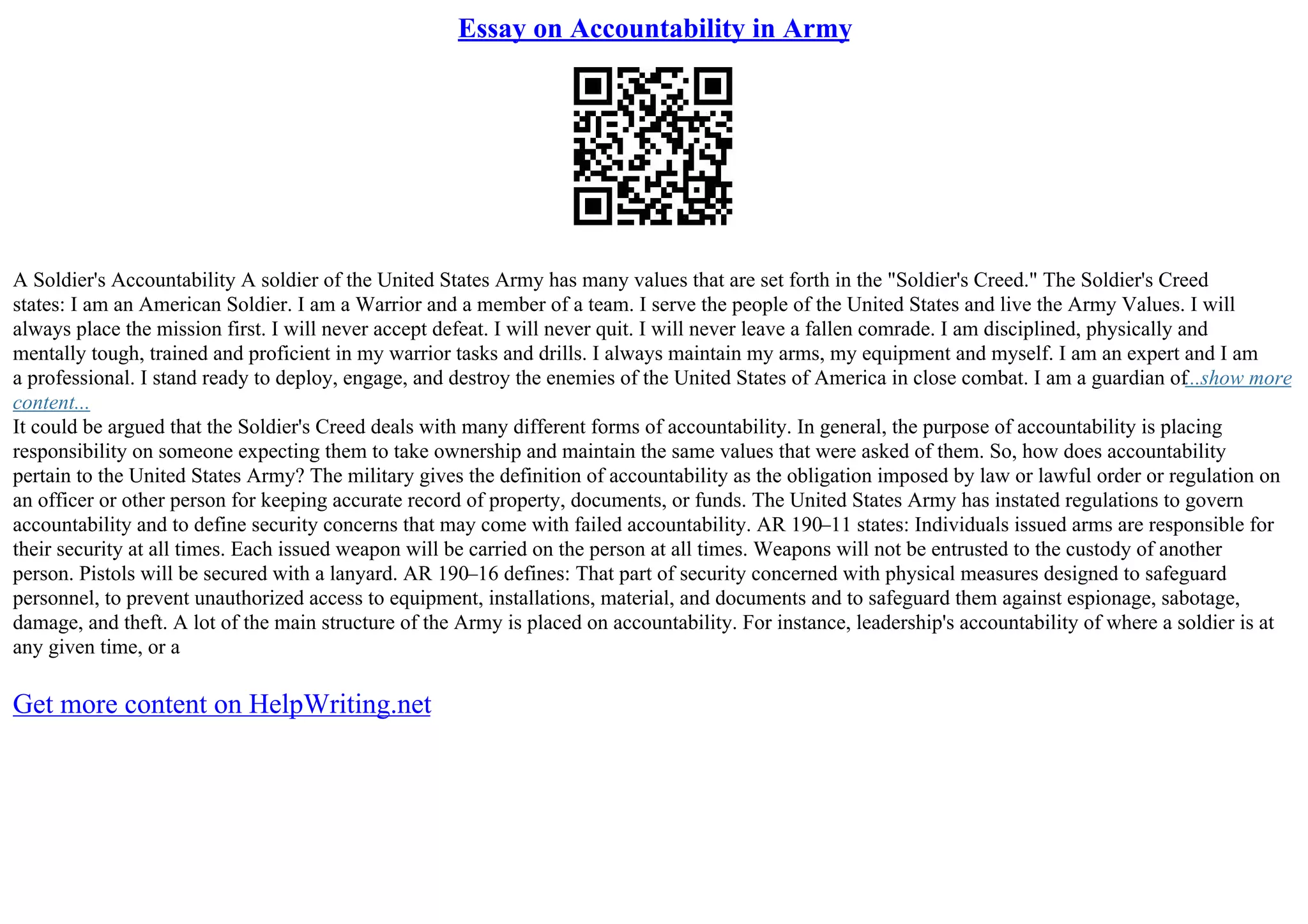 Military Accountability Essay | PDF