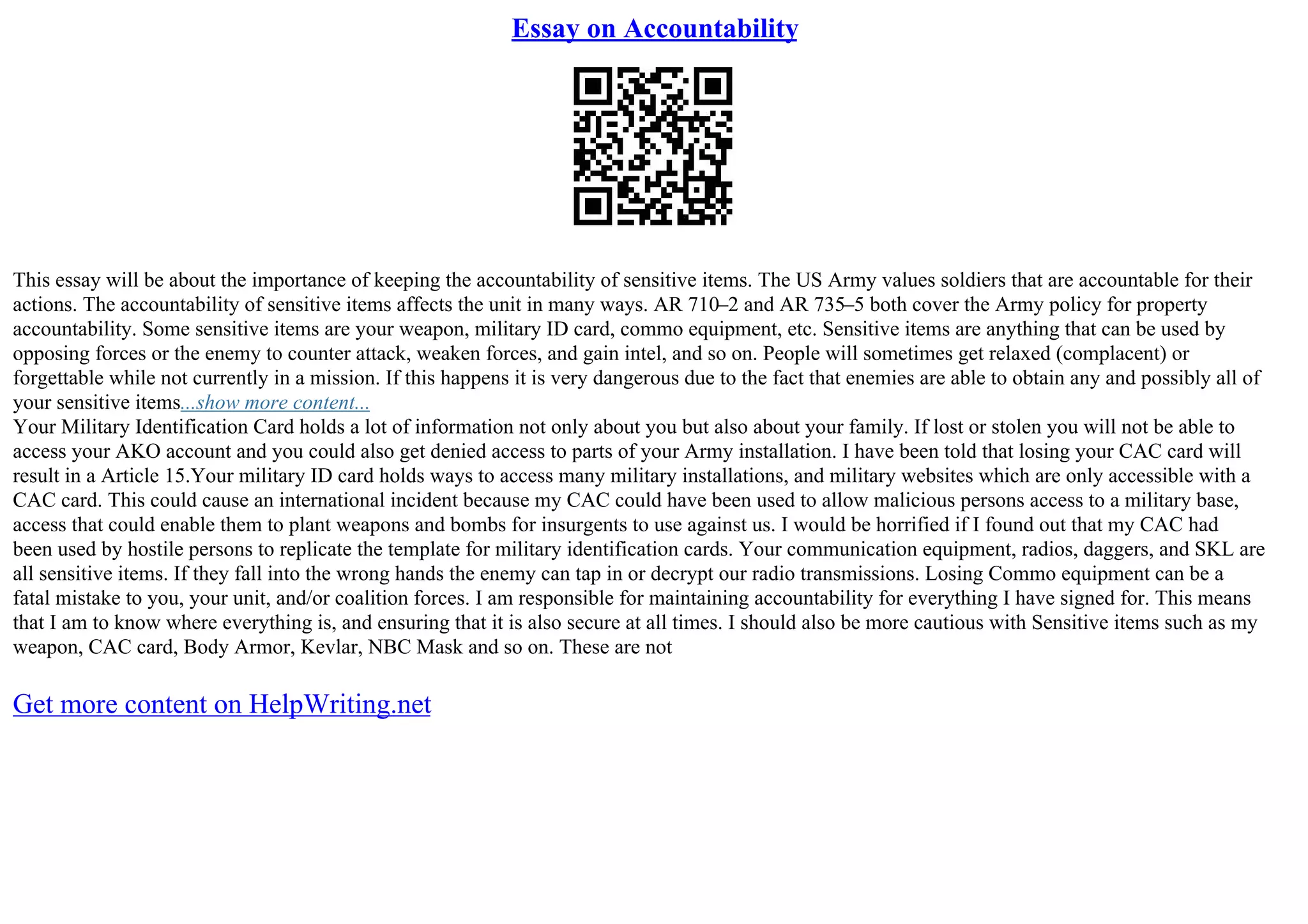 Military Accountability Essay | PDF