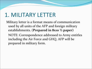 Military correspondence | PPT
