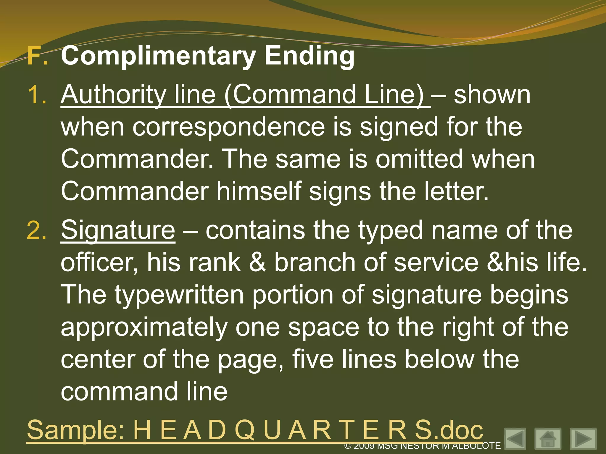 MILITARY CORRESPONDENCE.ppt