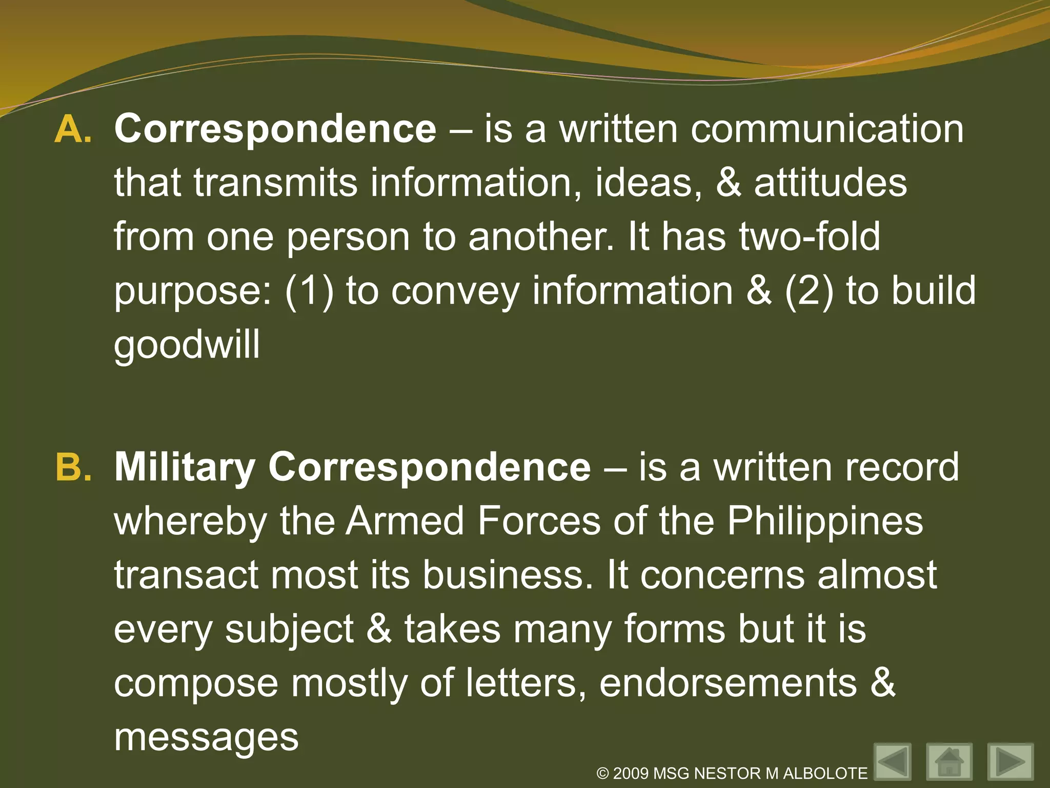 MILITARY CORRESPONDENCE.ppt