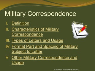 MILITARY CORRESPONDENCE.ppt
