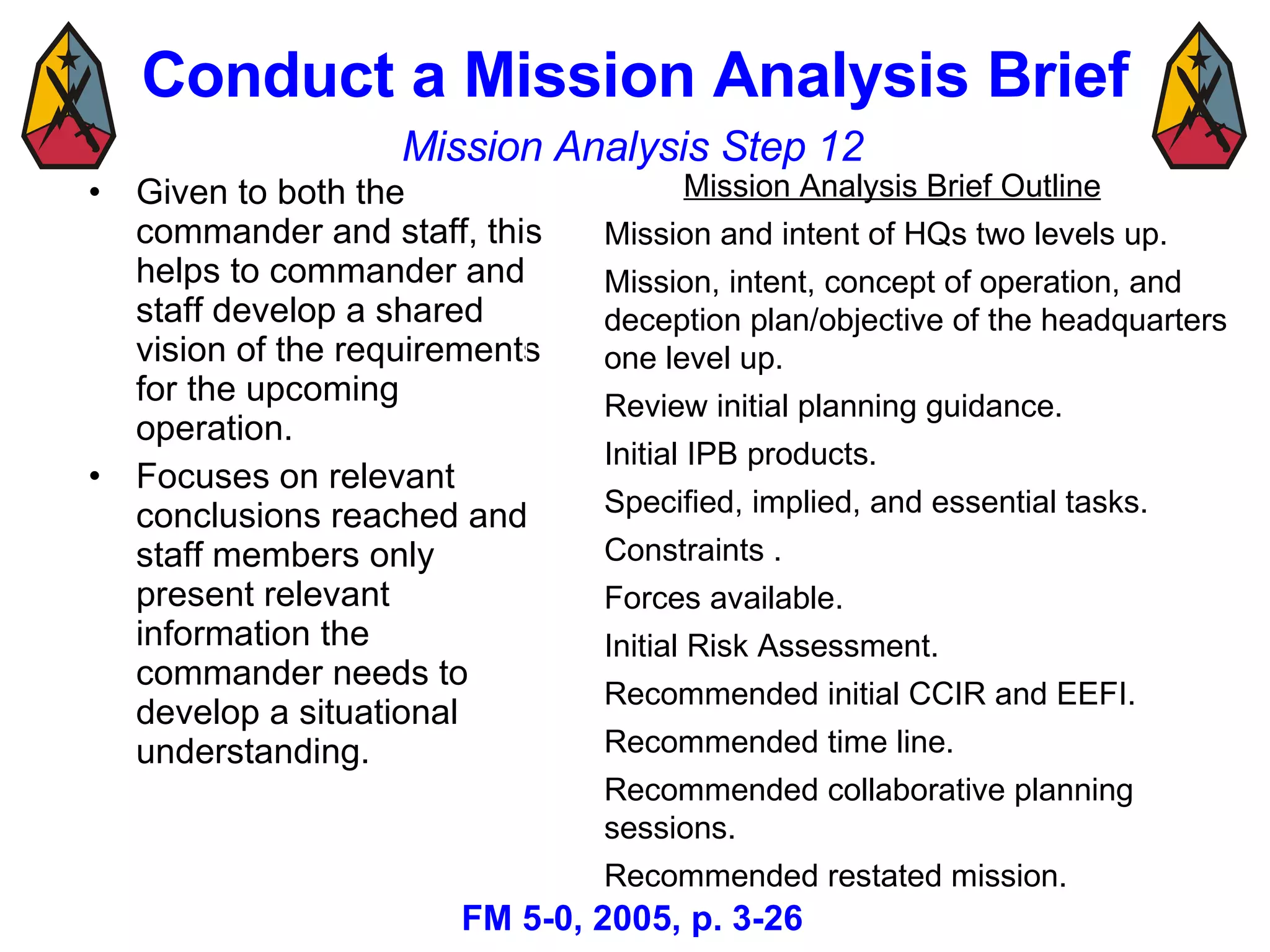 Military Decision Making Process (Mar 08) 3 | PPT