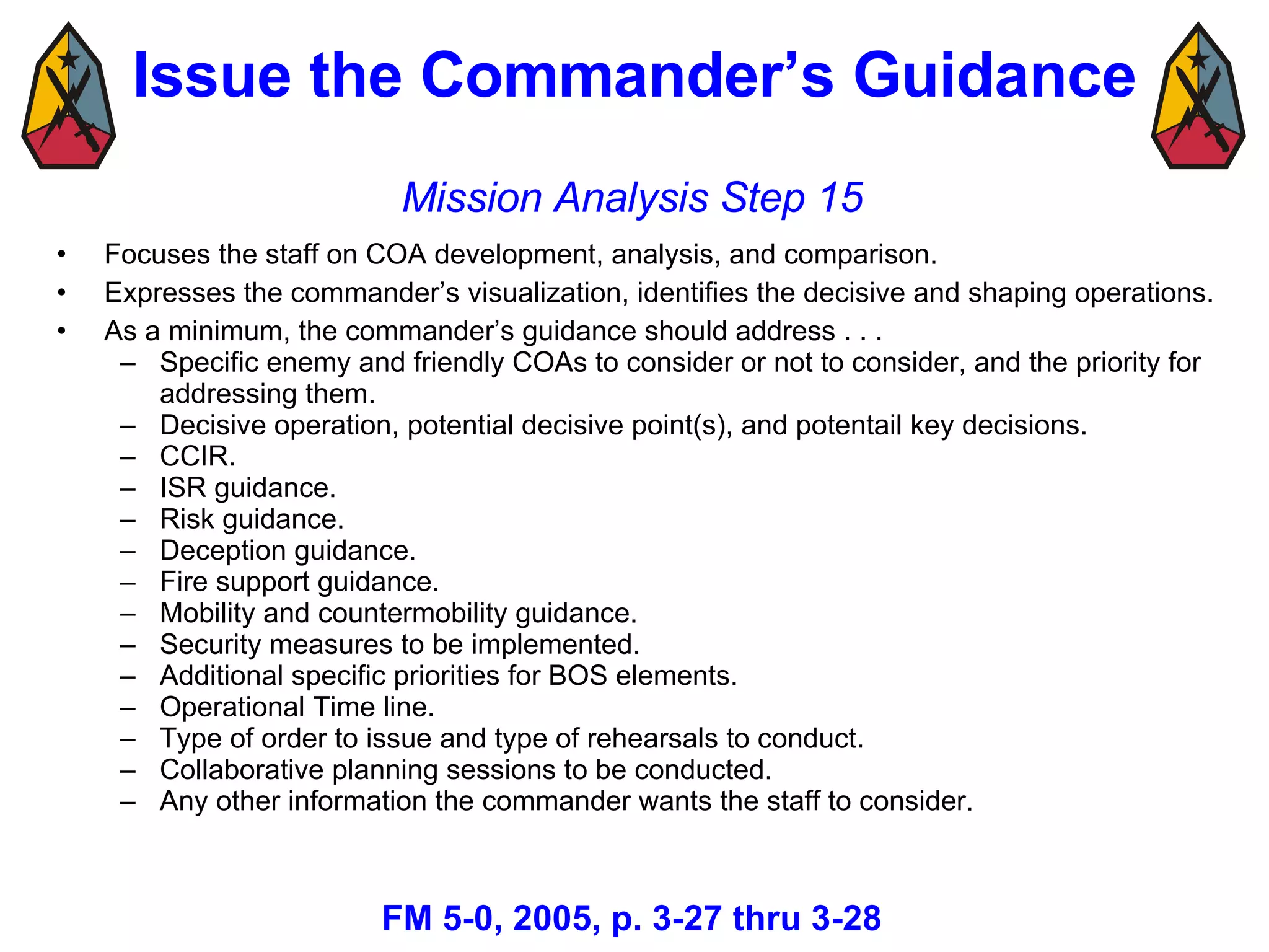 Military Decision Making Process (Mar 08) 3 | PPT