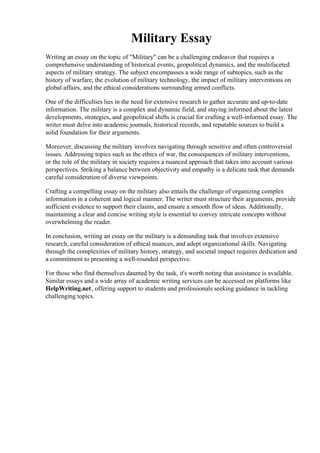 Military Essay. ESSAY CONTEST Military Studies | PDF