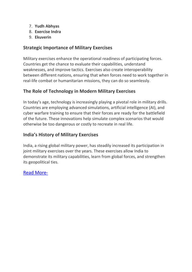 Military Exercises At A Glance- Shield Defence Academy | PDF | Free ...