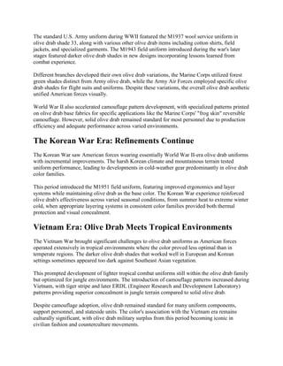 Military Heritage: The Evolution of the OD Green Uniform | PDF