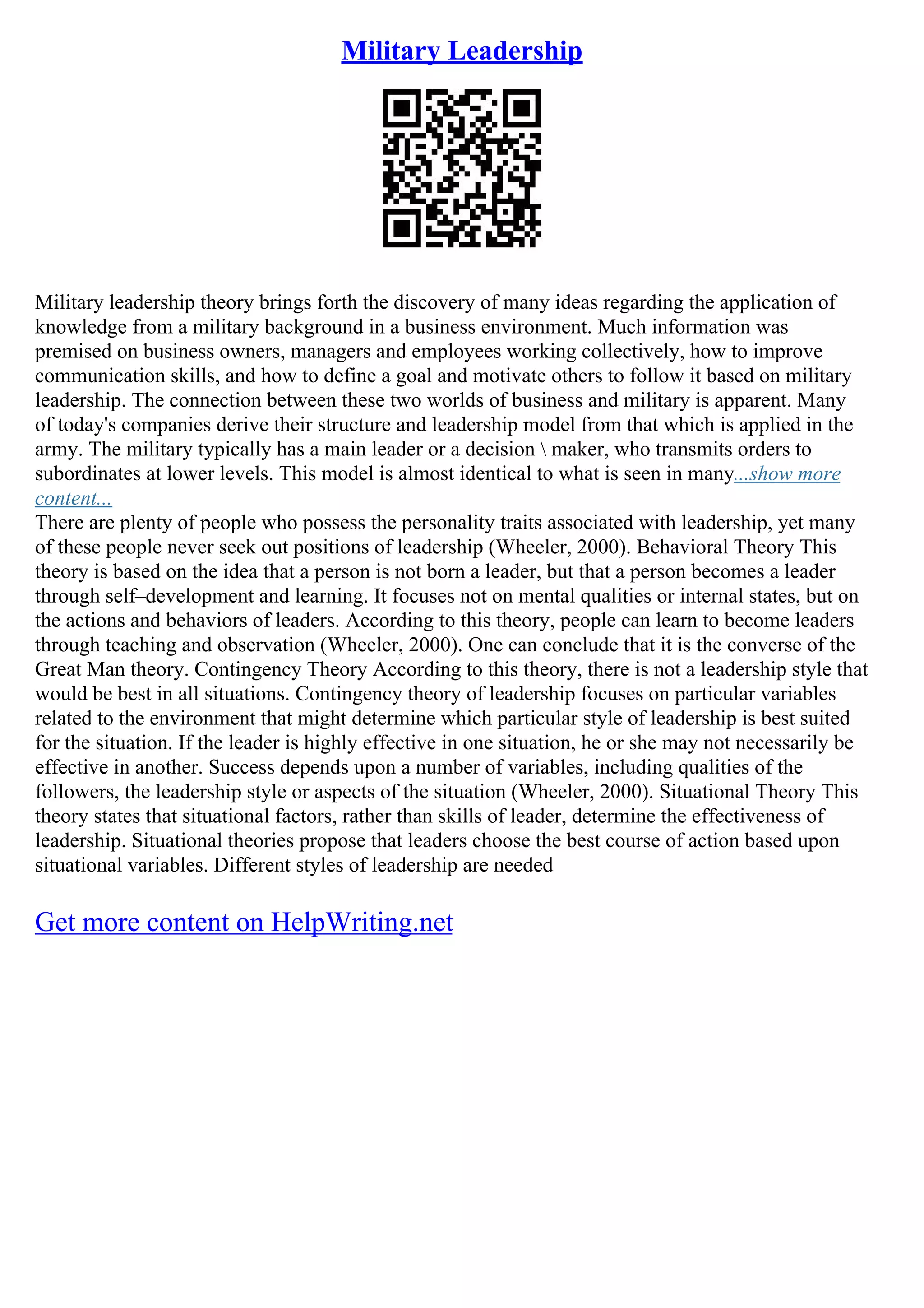 Military Leadership | PDF