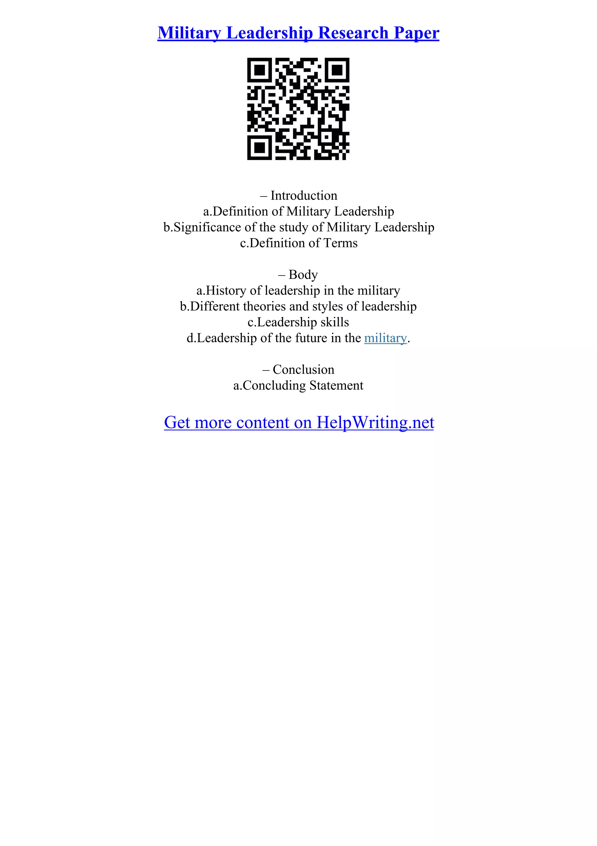 Military Leadership Essay | PDF