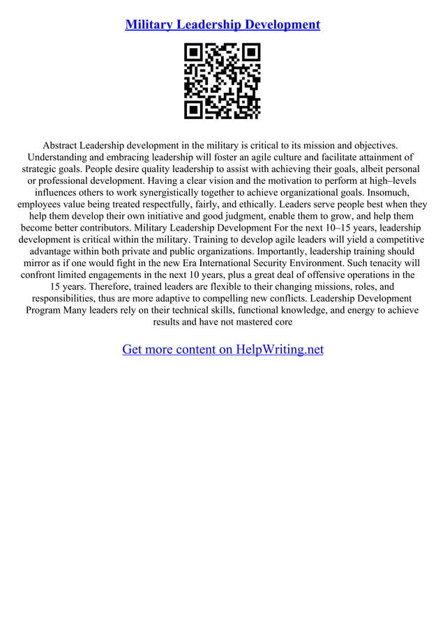 Military Leadership Essay | PDF | Executive Leadership & Management ...