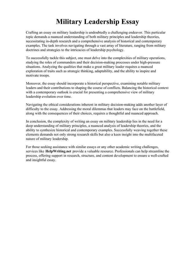Military Leadership Essay. Leadership Styles in Military Free Essay ...
