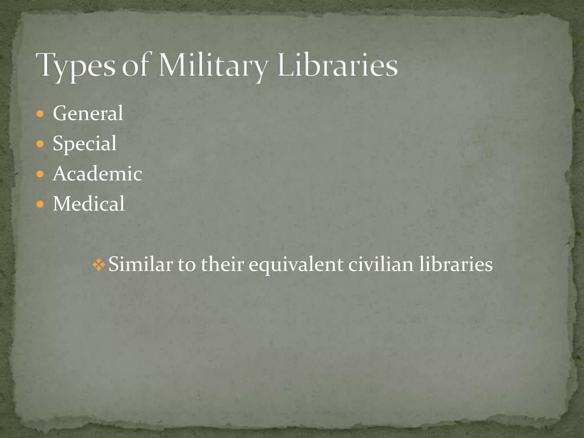 Military librarianship | PPT