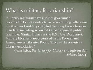 Military librarianship | PPT