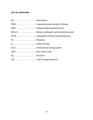 Advanced Military load carriage Equipment for Ethiopian army. | PDF