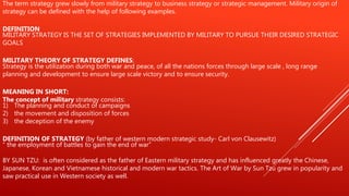 Military origin of strategy and evolution of strategic | PPTX
