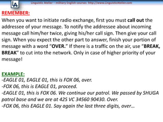 Military patrol radio communication English speaking exercises | PPTX