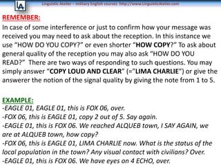 Military patrol radio communication English speaking exercises | PPTX