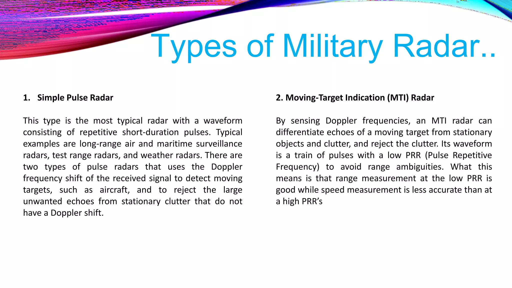 Military radar and satellite switching | PPTX