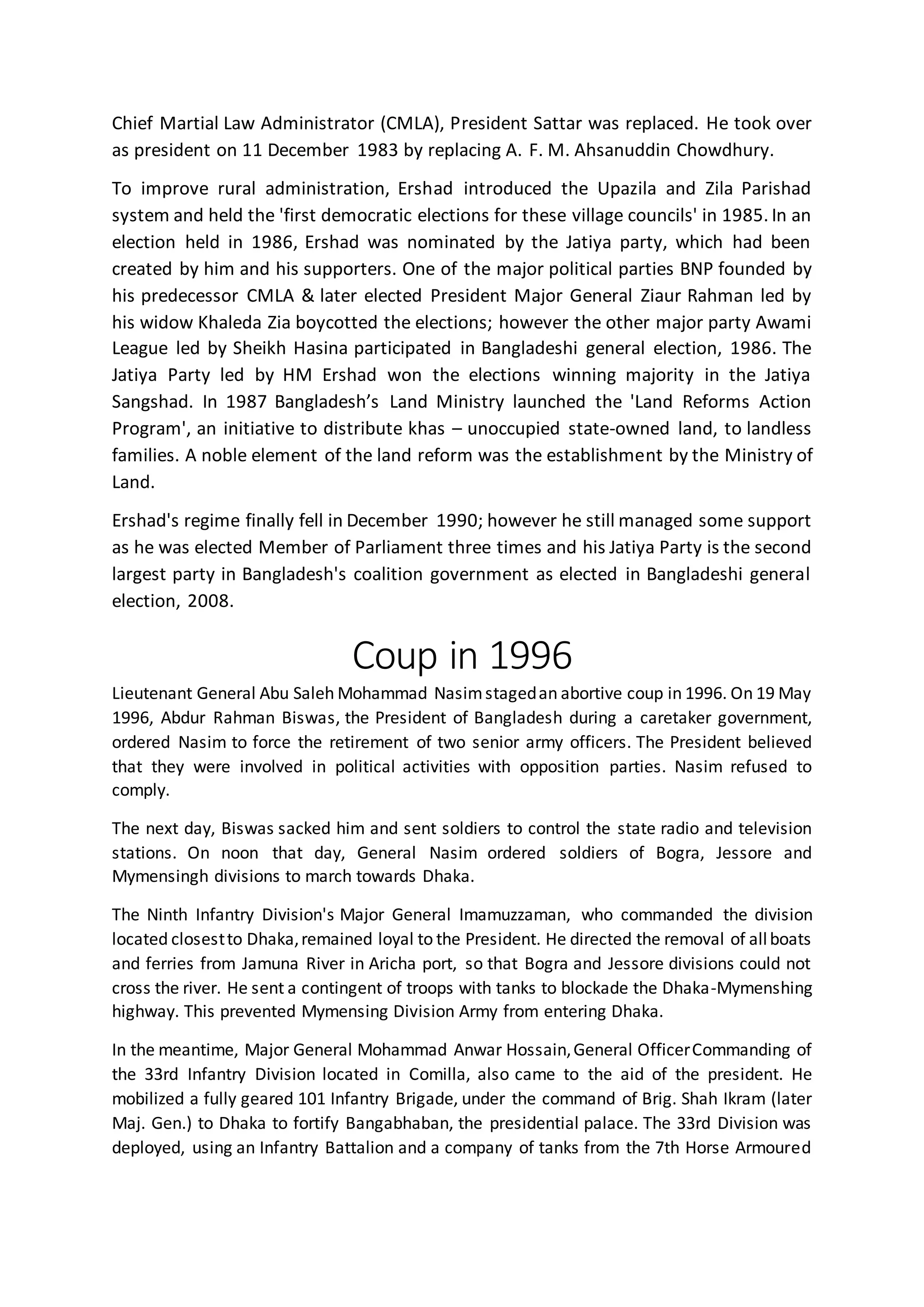 Military rules in bangladesh (1975 1990) | DOCX