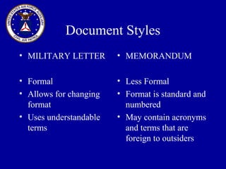 Military style correspondence | PPT
