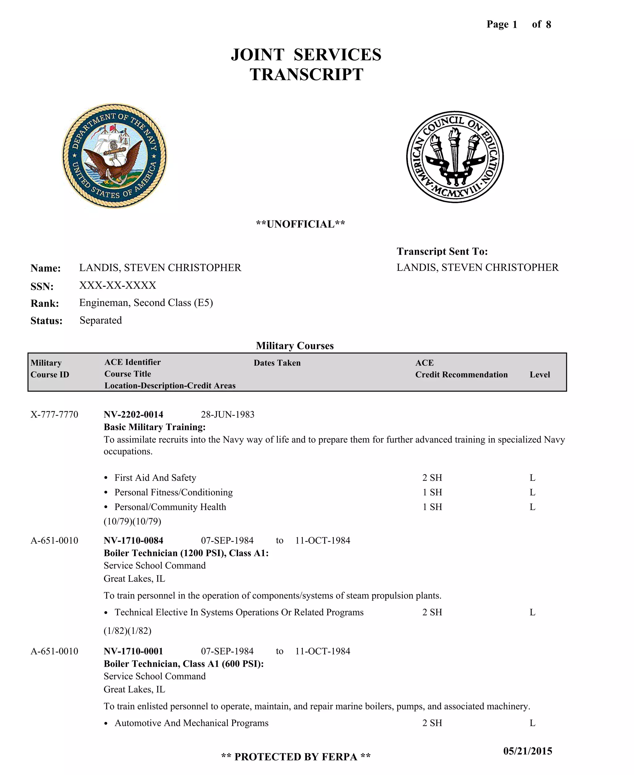 Military transcript | PDF
