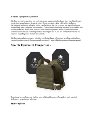 Military vs Civilian Survival Strategy: Equipment and Uses | PDF