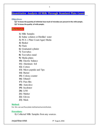 Milk analysis | DOCX
