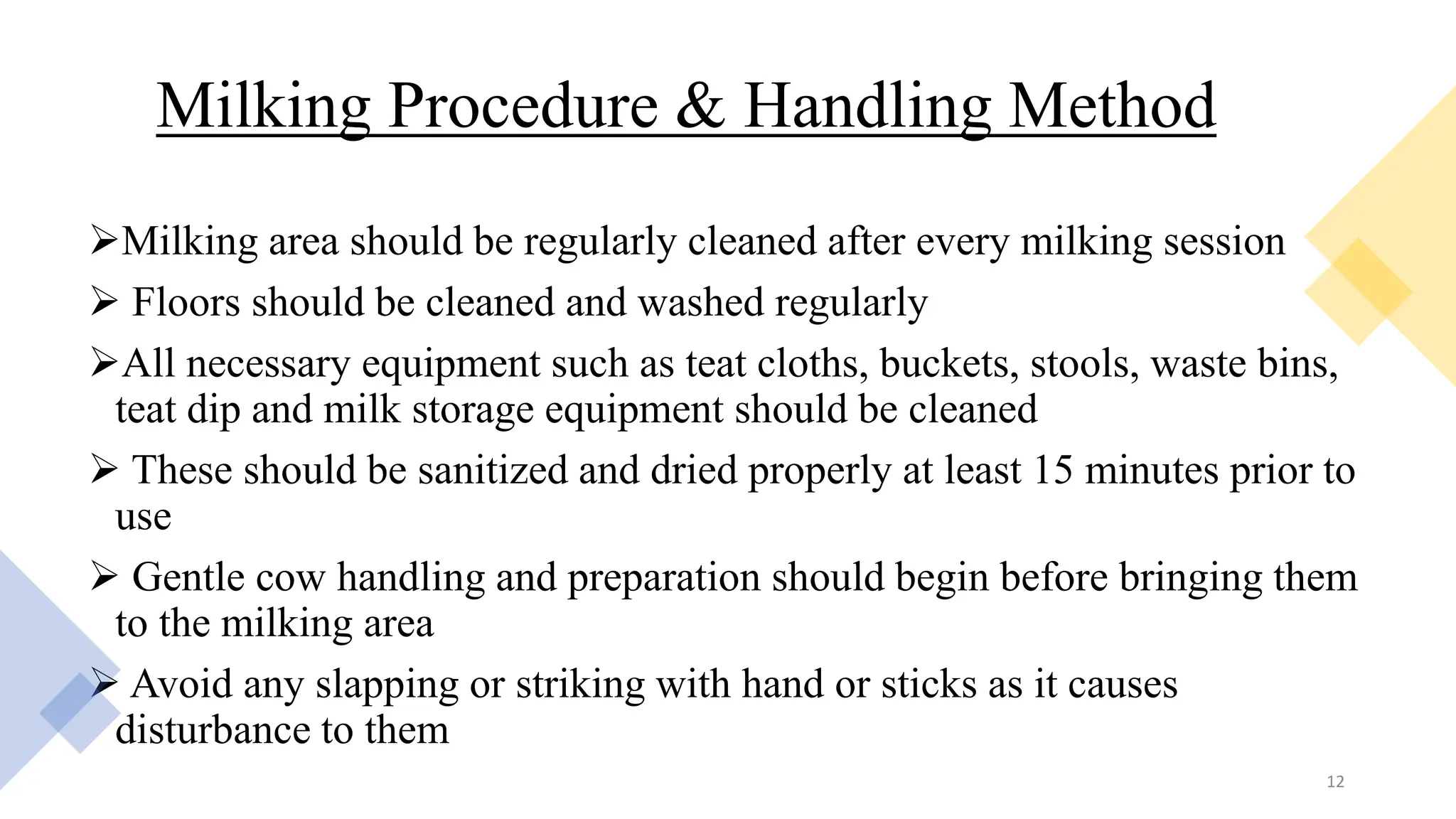 management practices for good milk hygiene | PPTX