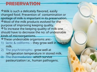 MILK AND MILK PRODUCTS- source, contamination, spoilage and prevention ...