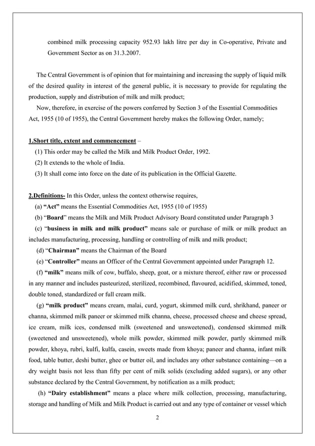 MILK AND MILK PRODUCTS ORDER (MMPO) | PDF