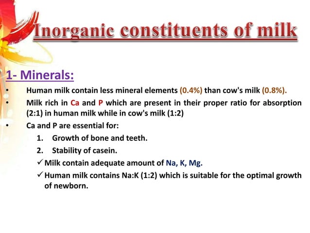 Milk composition | PPTX | Chemistry | Science