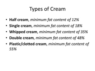 Milk, cream, yoghurt and cheese | PPT